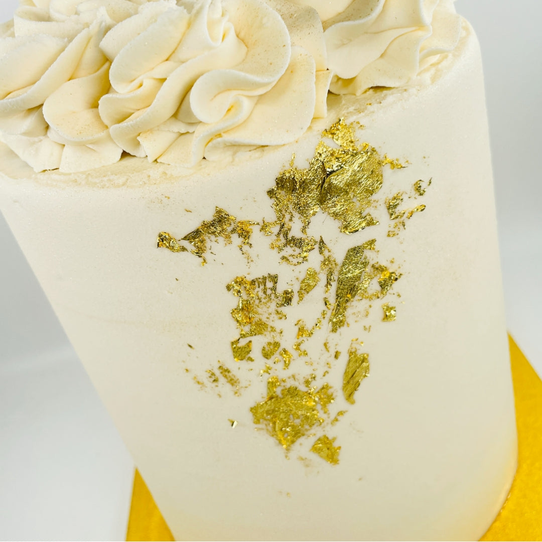 Simple White & Gold Cake – Ellese Bakes